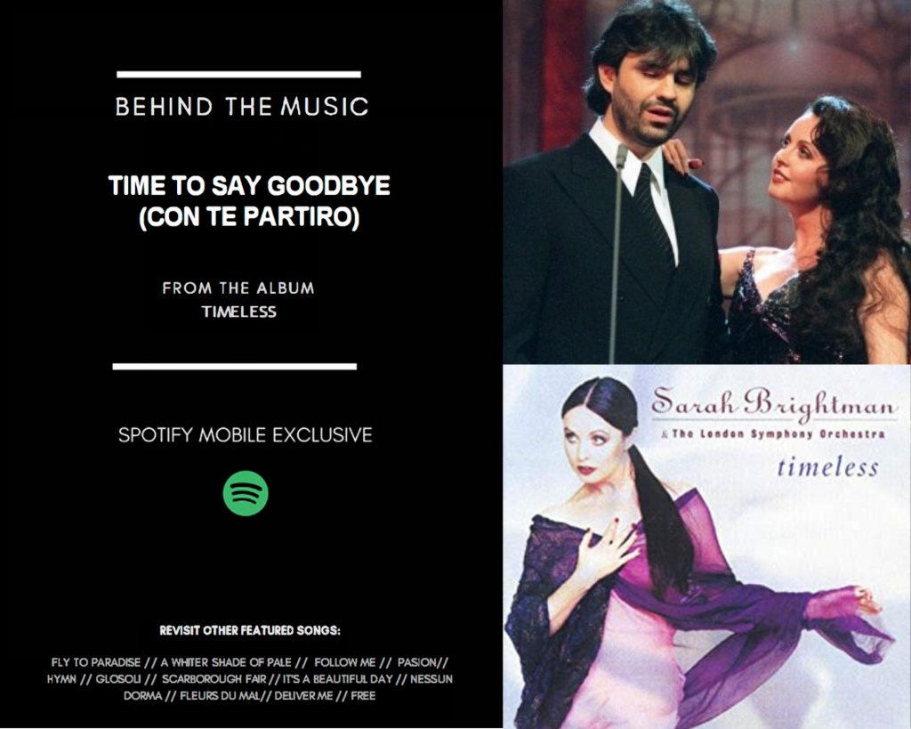 BEHIND THE MUSIC ON SPOTIFY: "Time to Say Goodbye" - Sarah Brightman ...